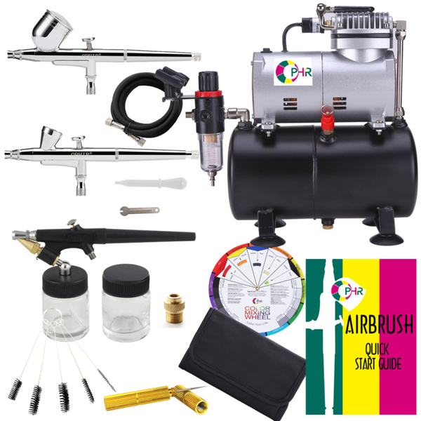OPHIR Pro Airbrush Compressor Kit with 3L Air Tank Includes 0.2mm 0.3mm ...
