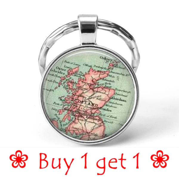 SCOTLAND Map Key Chain • Vintage Scotland Map • Old Scotland Map ...