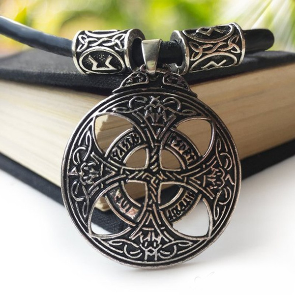 Norse Viking Solar Cross Pendant with Runes - Celtics Cross with Runes ...