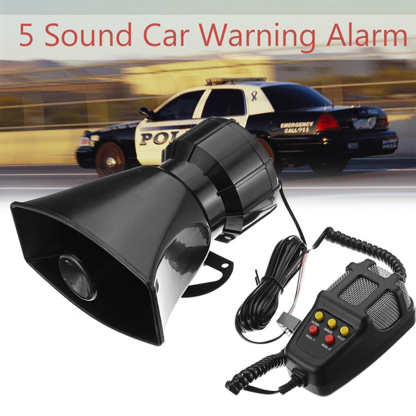 100W DC 12V Car Warning Alarm 5 Sound Loudly Police Fire Siren Horn PA ...