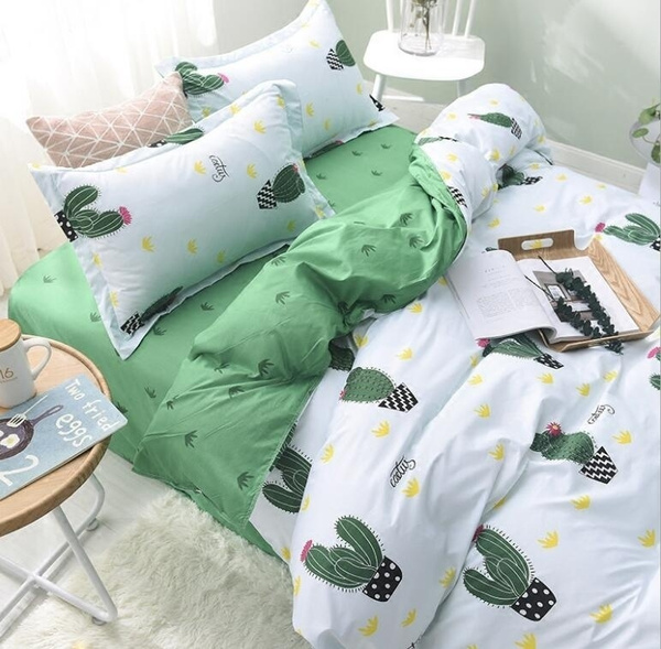 Cactus Print Bedding Set Bedclothes Duvet Cover Bed Sheet Bedspread ...