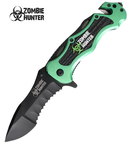 Couteau Zombie Hunter Master Cutlery Green Couteau de Poche Pliant ZB ...
