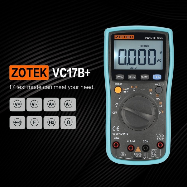 ZOTEK VC17B+ 6000 Counts True-RMS Digital Multimeter Auto Range AC ...