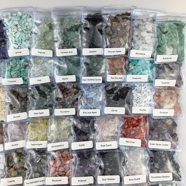 60 Pcs Natural Gemstone Chip Crystal Tumbled Reiki Wicca Gem Healing ...
