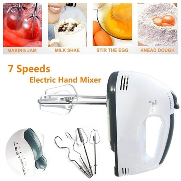 Kitchen Electric Mixer Hand Mixer 7 Speed Classic Stainless Steel Mixer ...