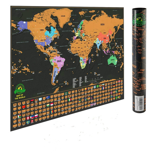 New Scratch Off World MapPoster - Travel Map with US States and Country ...