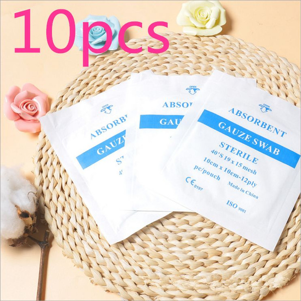 10PCS Gauze Pad 100% Cotton First Aid Waterproof Wound Dressing Sterile ...
