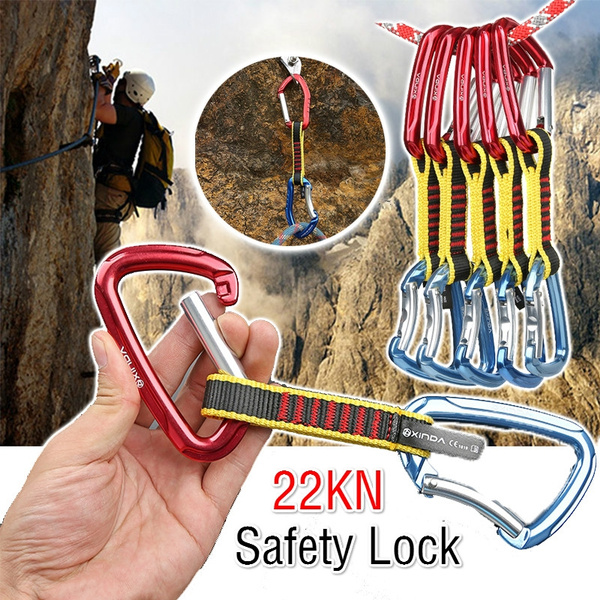 22KN Safety Lock Extenders Carabiner Climbing Rock Quickdraw Sling ...