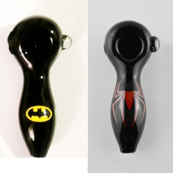 Black Spiderman Logo Smoking Pipe Batman Logo Oil Burner Glass Pipes ...