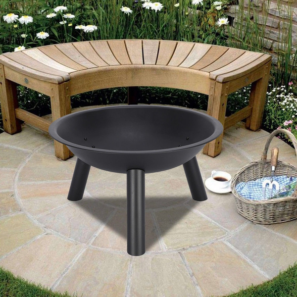 Portable Fire Pit Bowl, Small Round Outdoor Wood Burning Patio Firepit ...