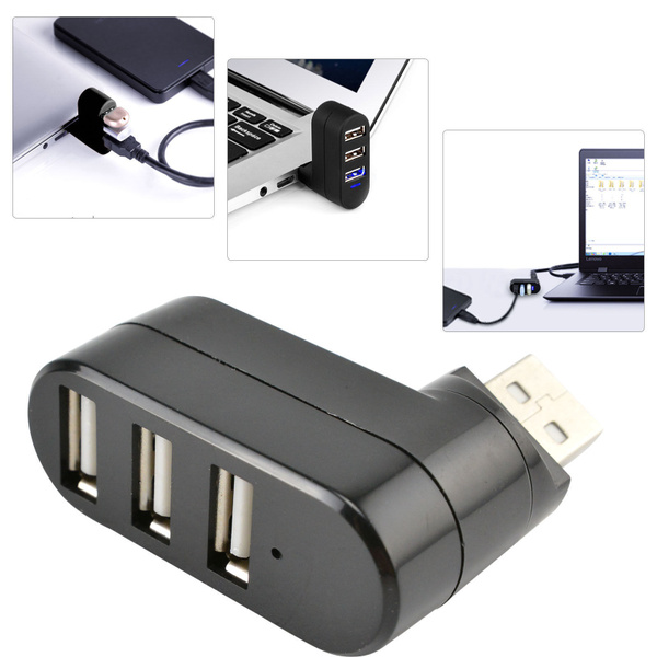 3 Port USB Rotate Splitter Adapter Hub For PC Laptop Notebook Mac ...