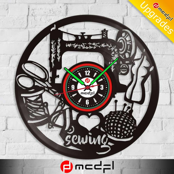 12 Inch Sewing Machine Vinyl Record Clock Home Decor Art Sewing Machine ...