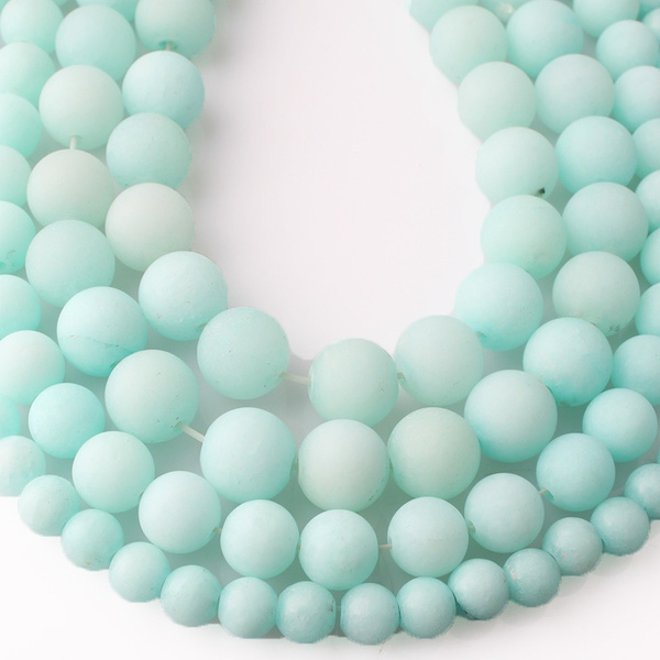 Natural Stone Blue Amazonite Frosted Beads Matte Round Loose Beads 6 8 ...