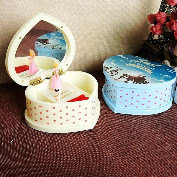 4 Colors Girl Music Box Children Musical Jewelry Box Heart-shaped with ...