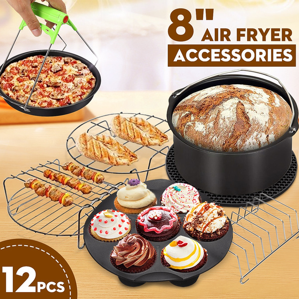 8 Inches 5pcs/ 12pcs Air Fryer Accessories Air Frying Pan Fryer Baking ...