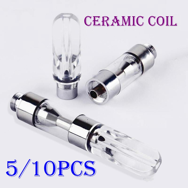 2/5/10Pcs Clear Tip Cartridge 510 Thread Glass Tank Ceramic Coil Carts ...