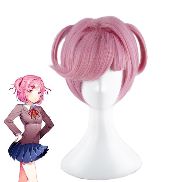 Anilnc Game DDLC Doki Doki Literature Club Natsuki Pink Short Wig ...