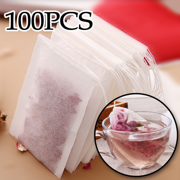 100Pcs/Set Empty Teabags String Heat Seal Filter Paper Herb Loose Tea ...