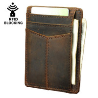 Genuine Leather Slim Wallet RFID Front Pocket Handy Wallet Minimalist ...