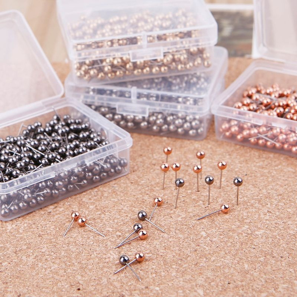 400pcs Round Plastic Head Steel Point Push Pins Map Thumb Tacks Pin ...