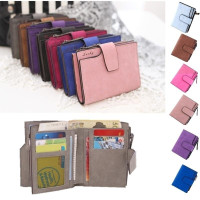Lady Fastener Zipper Short Clutch Wallet Vintage Matte Women Wallet ...