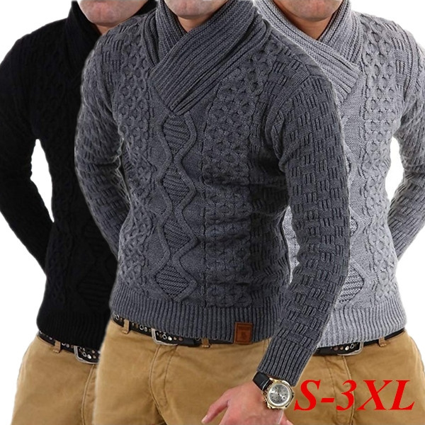 Men Fashion Stylish Casual Solid Color Knitwear Warm Sweaters S-3XL | Wish