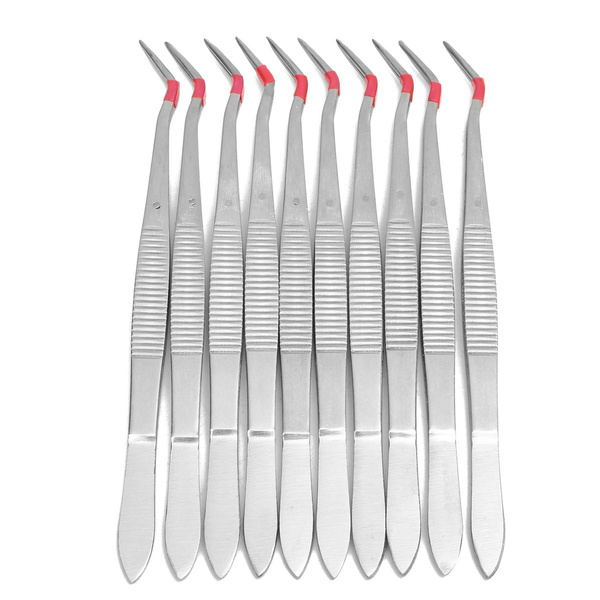 10Pc 6'' Stainless Steel Splinter Dental Tweezers Surgical Lab ...