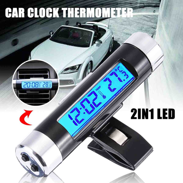 Creative 2in1 LED Digital Car Clock Thermometer Temperature LCD ...