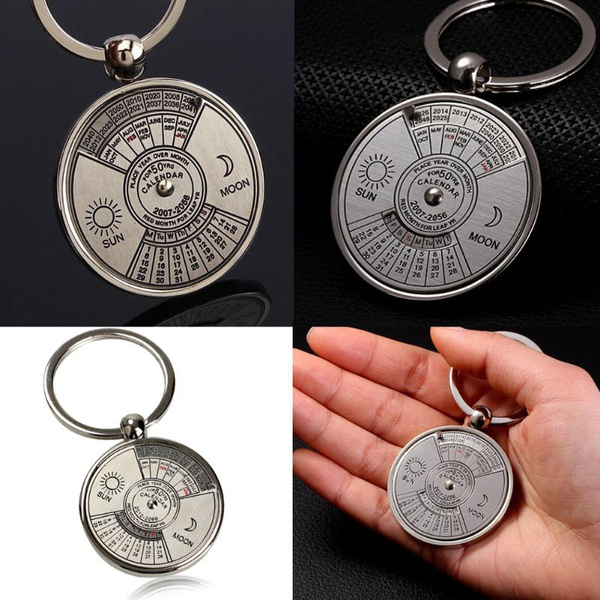 Mini Perpetual Calendar Keychain Unique Metal Keyring Sun Moon Carving ... Mini Perpetual Calendar Keychain Unique Metal Keyring Sun Moon Carving ...