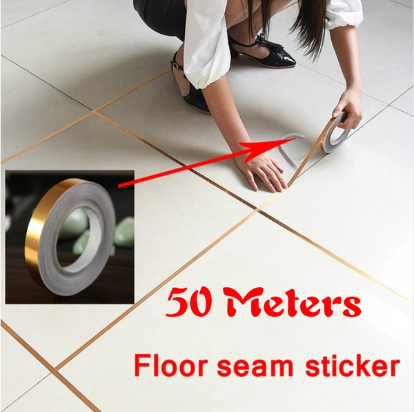 Waterproof Decorative Room Floor Line Sticker Pvc Gold Foil Ground Tile ...