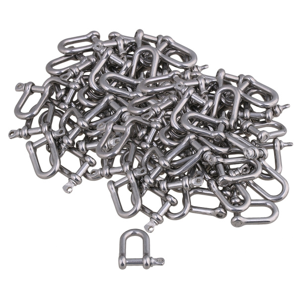 50 x Silver Stainless Steel 304 Screw Pin Lifting Shackle M4 for ...