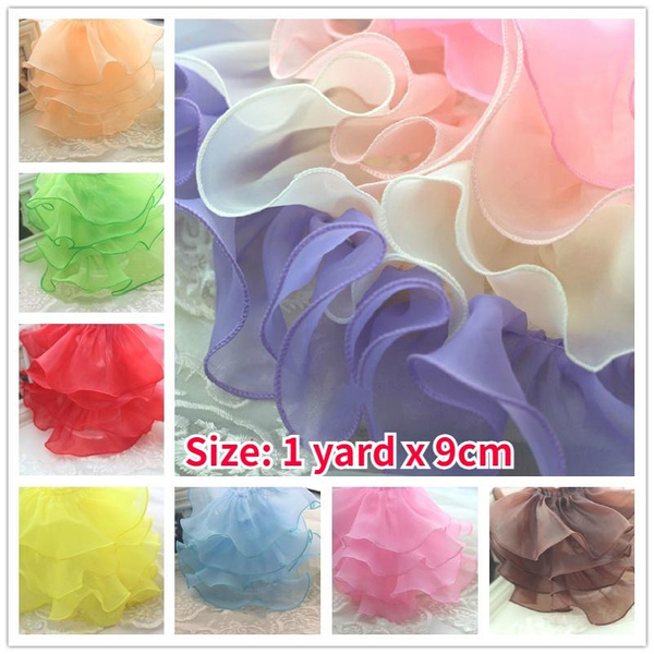 1 Yard Mesh Ruffles Pleated Trimming Chiffon Edging Fabric Sewing Frill ...