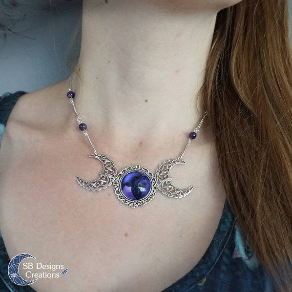Celtic triple moon Amethyst moon Moonwitch Moonelf Moonchild ...