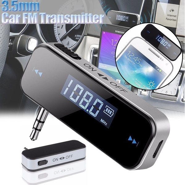 3.5mm In-Car FM Transmitter Radio Audio Adapter Hands-free Calling for ...