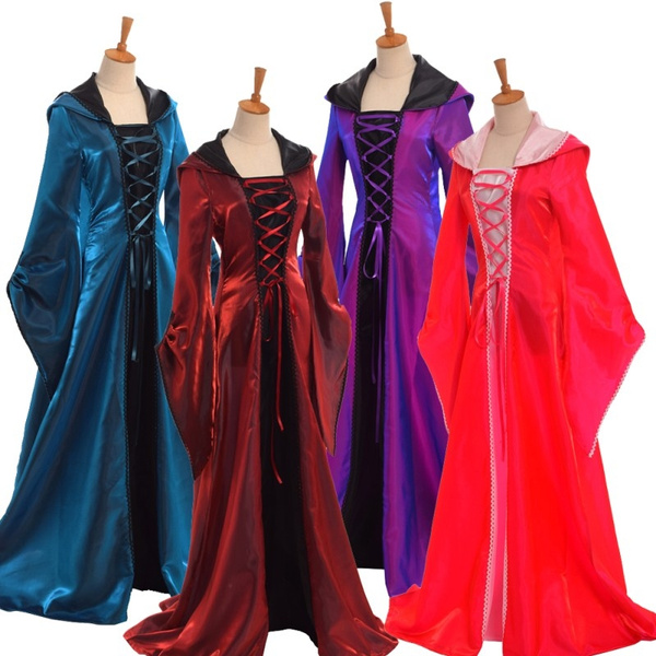 Medieval Women Victorian Ball Gown Lace-up Flare Sleeve Hooded Dress | Wish Medieval Women Victorian Ball Gown Lace-up Flare Sleeve Hooded Dress | Wish