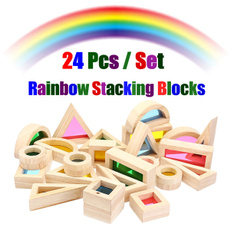 Combination Rainbow Blocks Baby Toys Wooden Rainbow Stacker Nesting ...