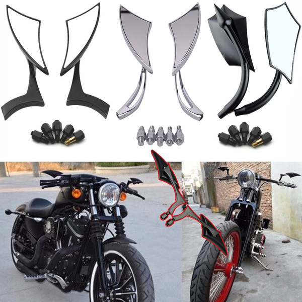 Pair CNC Aluminum Rearview Side Mirror For Motorcycle Cruiser Chopper 8 ...