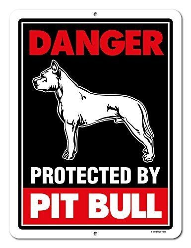 Pitbull Sign Danger Protected by Pit Bull Inch Beware of Dog Warning ...