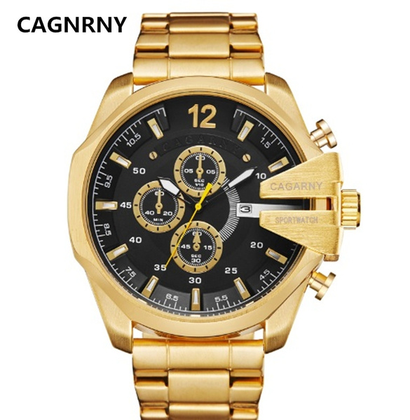 CAGARNY Gold Mens Watches Top Brand Luxury Quartz Watch Men's Military ...
