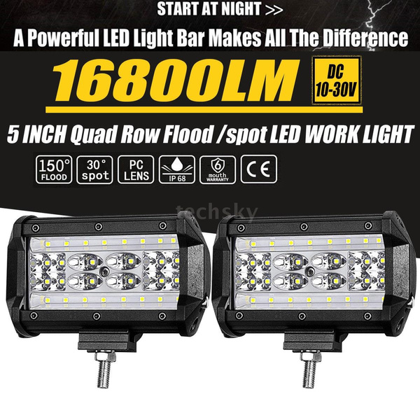 5inch LED Work Light Bar Spot Flood Combo Pods Off-Road SUV Boat ATV ...
