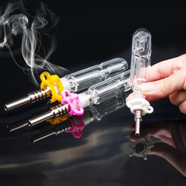 MINI 10/14/18mm Glass Bubbler Oil Rig Kit Concentrate Honey Dab Straw ...