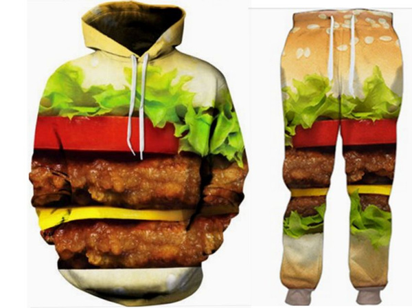 New Autumn Winter Men/Women hamburger food 3D All Over Print Tracksuits ...