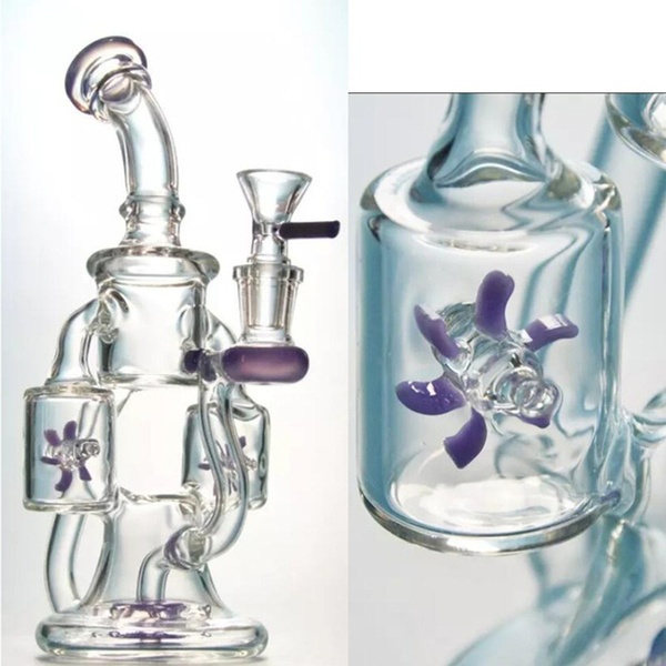 Windmill purple glass glass water pipe dab rig recycler oil rig bubbler ...
