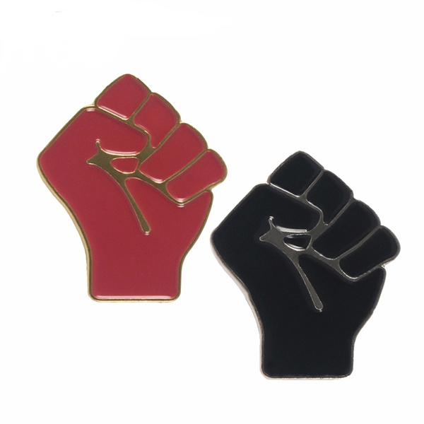 Black and Red Raised Fist of Solidarity Pin Fist Enamel Pin Costume ...