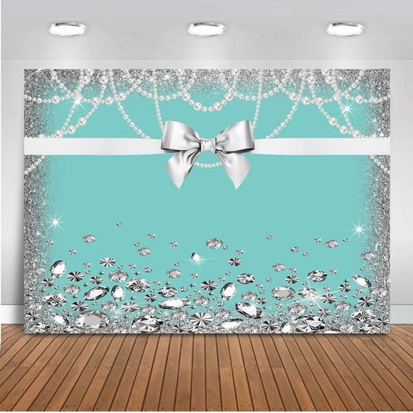 Mehofoto Breakfast Blue Bow-Knot Birthday Backdrop Sweet 16 Turquoise ...