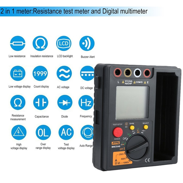 1000V Resistance Meter 2 in 1 Digital Insulation Resistance Test meter ...