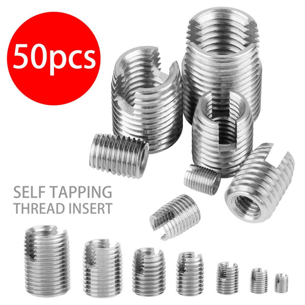 50pcs Silver Stainless Steel Thread Repair Insert Kit M3 M4 M5 M6 M8 ...