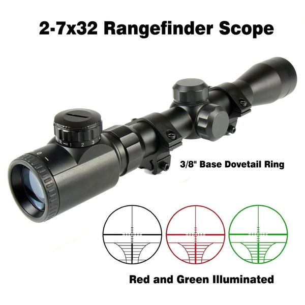 .22 Rim Fire RF 2-7x32 Illuminated Rangefinder Scope /w 3/8" Base ...