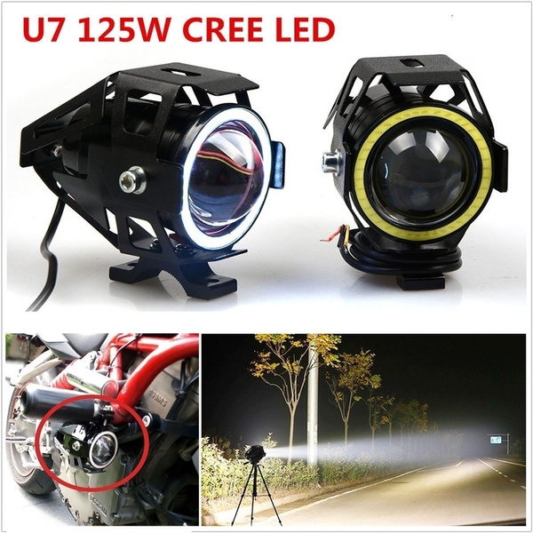 12V-80V Super Bright 125W Angel Eyes Light U7 Led Headlight Motorcycles ...