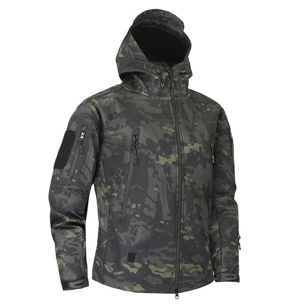 Men Shark Skin Soft Shell Military Tactical Jacket Waterproof Army